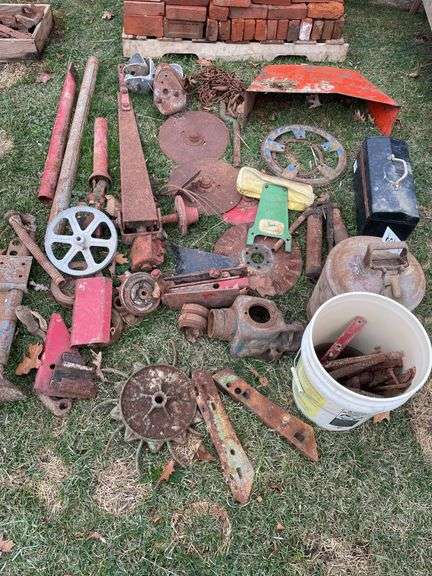 Miscellaneous scrap metal including tractor parts and pieces, old jack ...