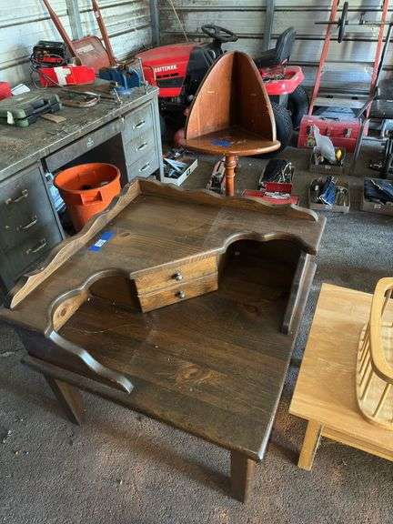 Corner end table and corner candle stand - Hurley Real Estate & Auctions