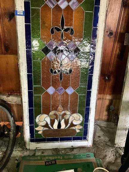 Antique stained glass window "Presented by the Young Ladies Class", in ...