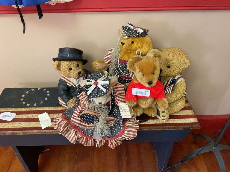 Patriotic bears, does not include bench - Hurley Real Estate & Auctions