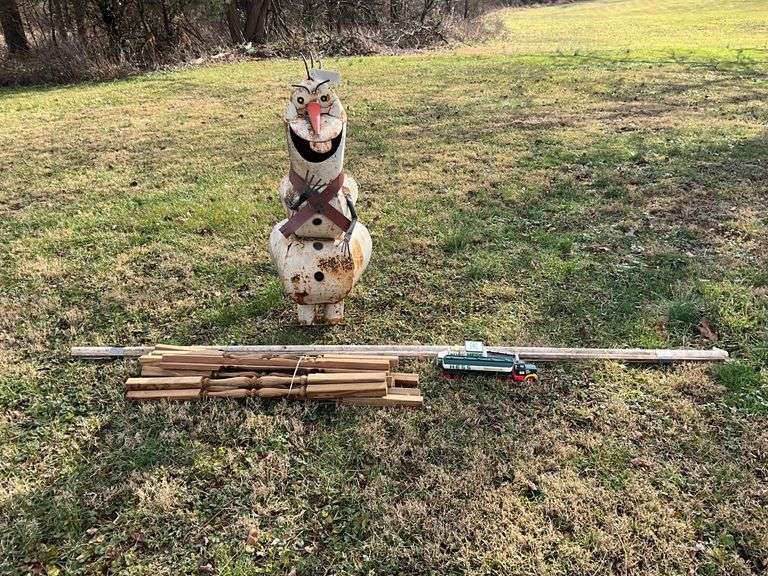 Tin Olaf snowman, Hess truck, balusters, misc - Hurley Real Estate ...