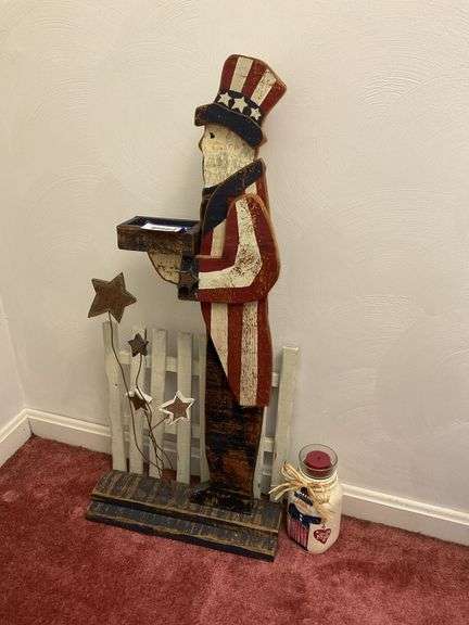 Hand crafted Uncle Sam & candle - Hurley Real Estate & Auctions