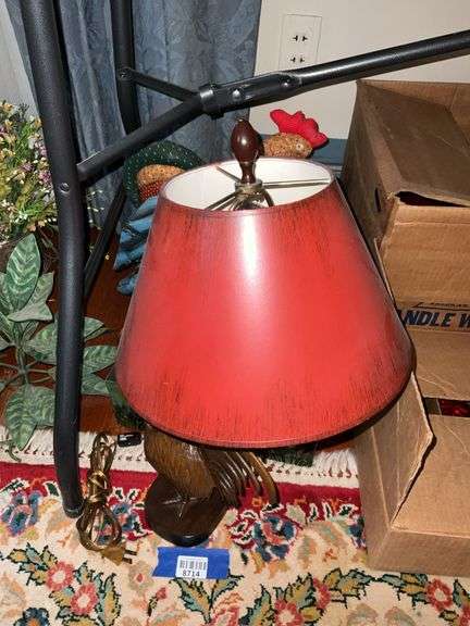 Cooper Lamps rooster base table lamp w/ shade, rooster planter, tin and ...