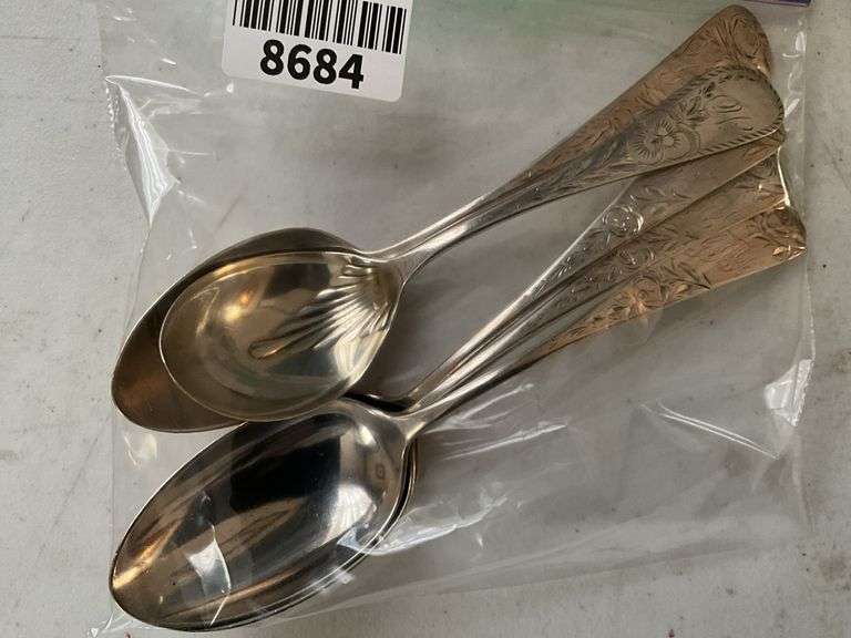 Five bright-cut sterling silver spoons - Hurley Real Estate & Auctions