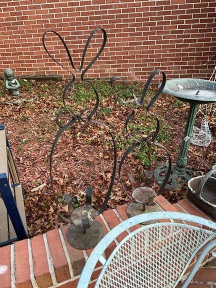 Metal rabbit flowerpot stands - Hurley Real Estate & Auctions