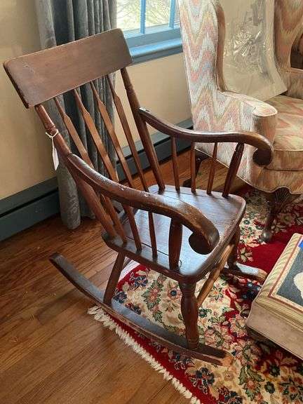 Antique spindle back rocking chair, shows wear - Hurley Real Estate ...