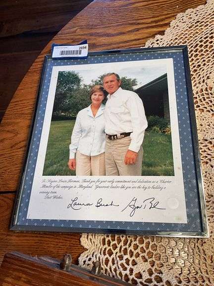 Framed thank you card from the George & Laura Bush - Hurley Real Estate ...