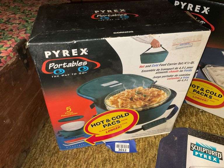 Two Pyrex Portables in boxes and square cake pan - Hurley Real Estate ...