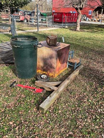 Plastic garbage can, crate, child's chair, misc - Hurley Real Estate ...