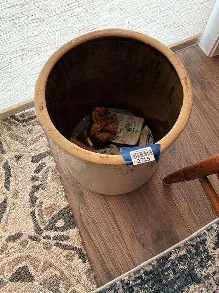 5-gal stoneware crock w/ dog chew toys - Hurley Real Estate & Auctions