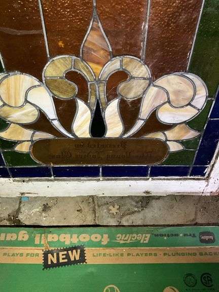 Antique stained glass window "Presented by the Young Ladies Class", in ...