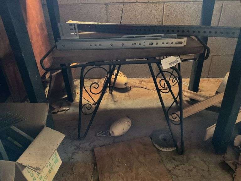 MCM mid-century metal hairpin leg stand and contents - Hurley Real ...