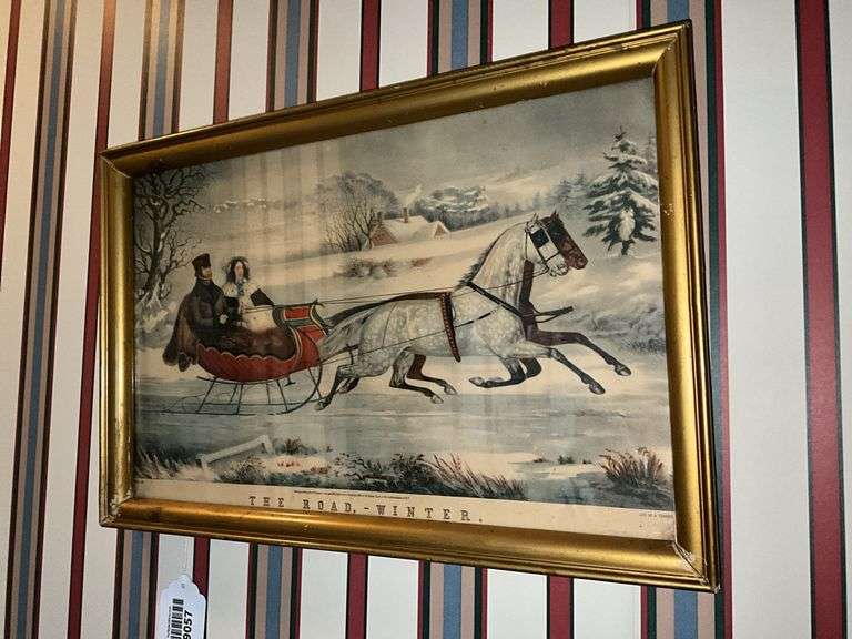 Framed Currier & Ives lithograph The Road Winter - Hurley Real Estate ...