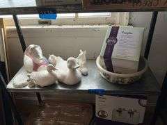Crock pot, Princess House, 4-slice toaster, etched glass vases ...