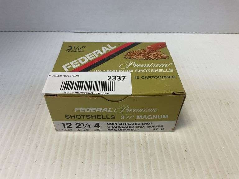 Full box of Federal 12 gauge 3 1/2" magnum copper plated shotgun shells ...
