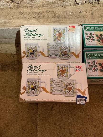 Two sets glass 12 Days of Christmas mugs in boxes - Hurley Real Estate ...