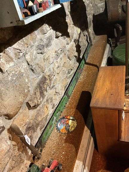 2-man lumber saw w/ painted scene, and painted circular saw blade ...