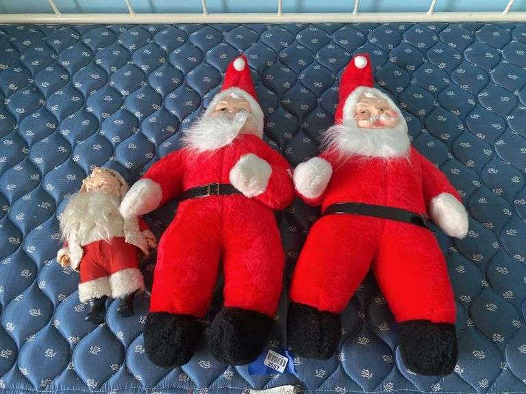 Three vintage rubber face Santa dolls - Hurley Real Estate & Auctions