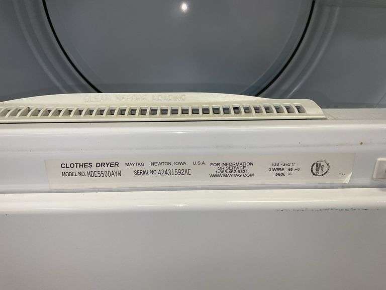 Maytag Neptune dryer model: MDE5500AYW - Hurley Real Estate & Auctions