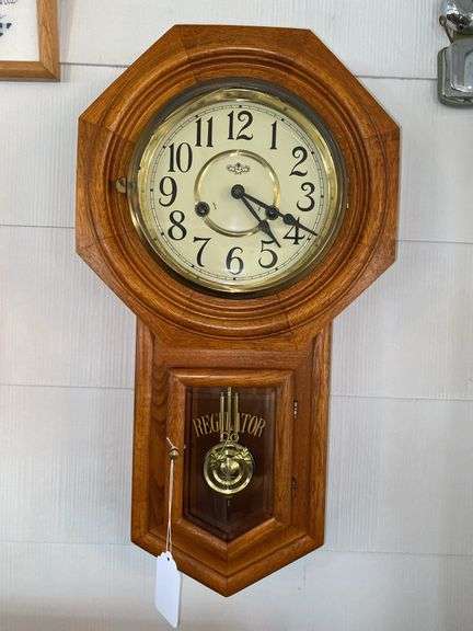 D&A Regulator Clock w/ key, framed needlework, wall clock - Hurley Real ...
