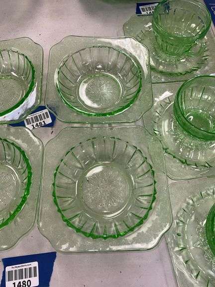 Four green Depression glass Adam pattern bowls - Hurley Real Estate ...