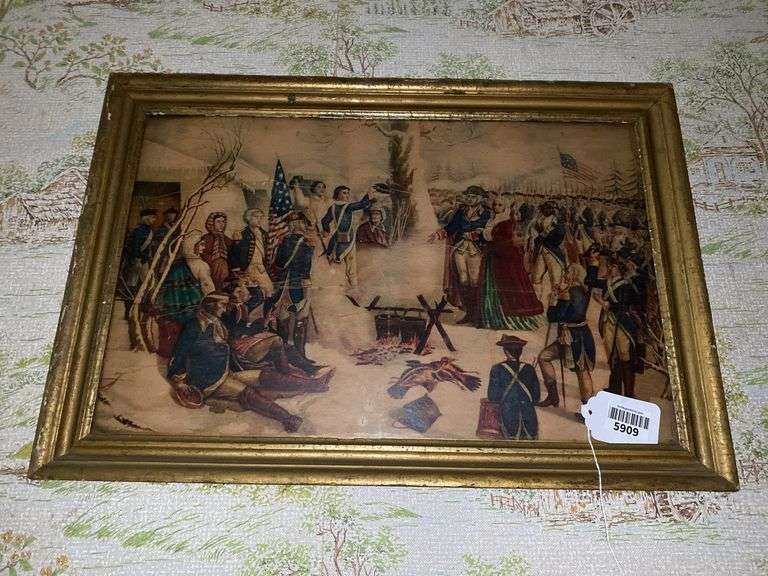 American Revolution print of Gen. George Washington and Martha visiting ...