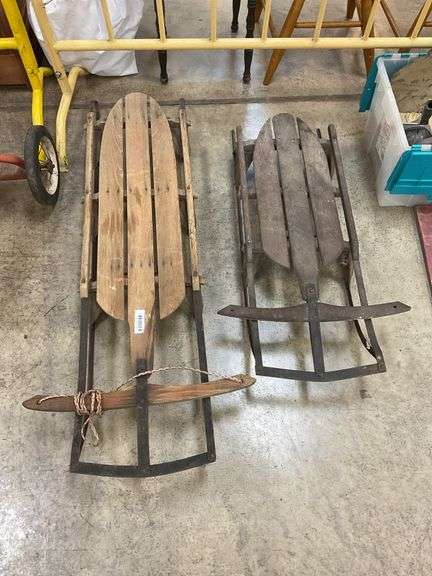 Two vintage wooden snow sleds - Hurley Real Estate & Auctions