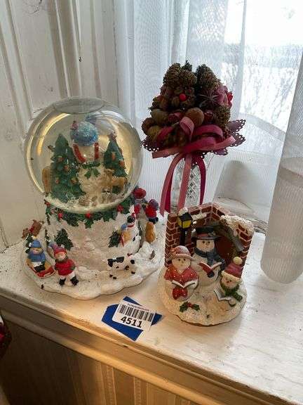 Snowman water globe, pinecone arrangement, snowman figure - Hurley Real ...