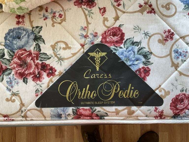 Metal frame bed w/ Caress Orthopedic mattress set - no other contents ...