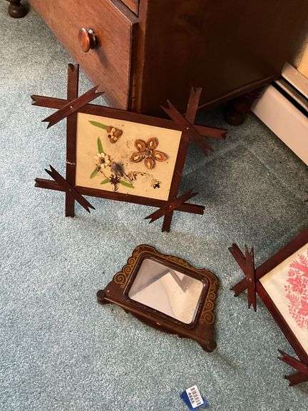 Three criss-cross frames, and vintage mirror tie rack - Hurley Real ...