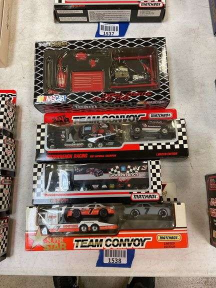 Three Matchbox trucks in boxes and Nascar tool kit in box - Hurley Real ...