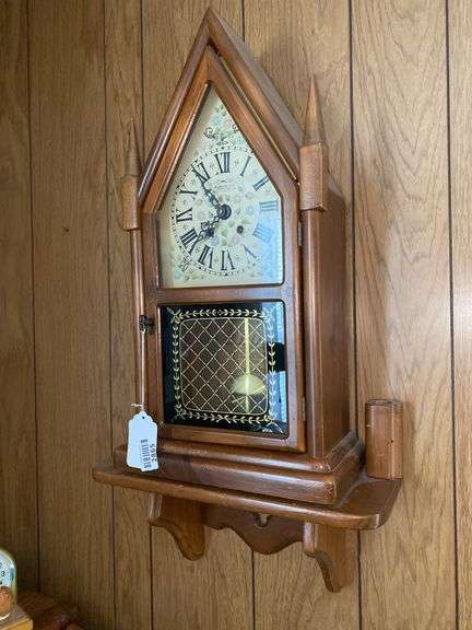 Cathedral shelf clock w/ key New England Clock Co - Hurley Real Estate ...