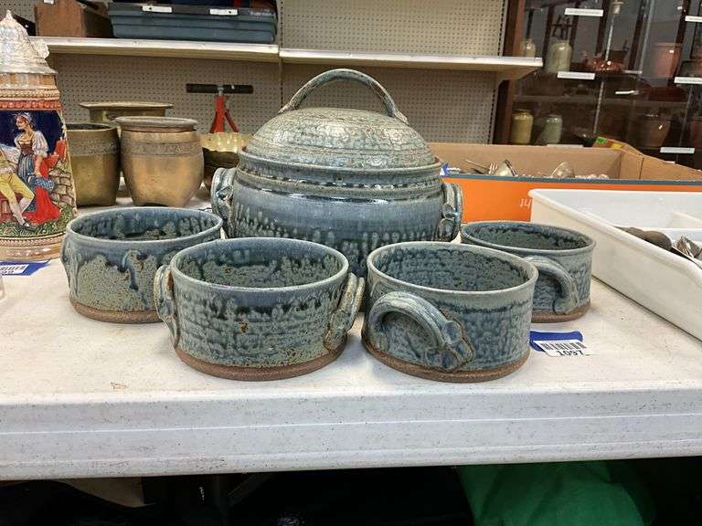 Studio stoneware tureen and four handled bowls - Hurley Real Estate ...