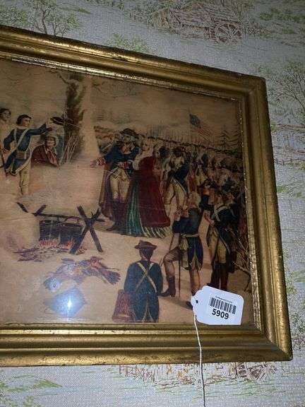 American Revolution print of Gen. George Washington and Martha visiting ...