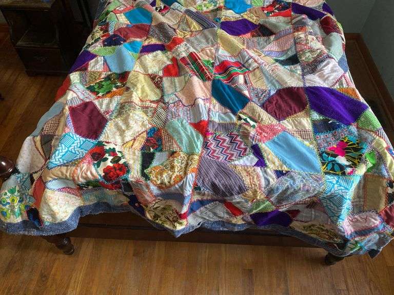Crazy comforter w/ embroidered seams - Hurley Real Estate & Auctions