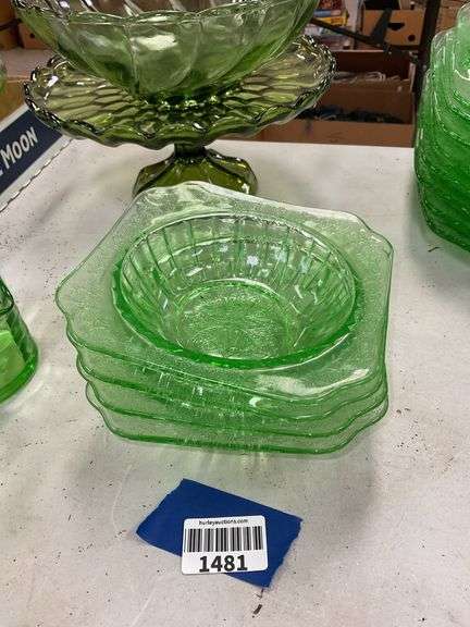 Four green Depression glass Adam pattern bowls - Hurley Real Estate ...