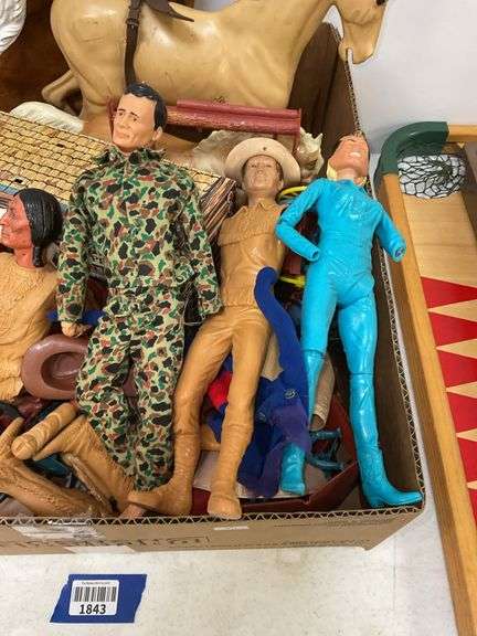 Vintage GI Joe, Marx Fort Apache set and Western action figures, misc ...