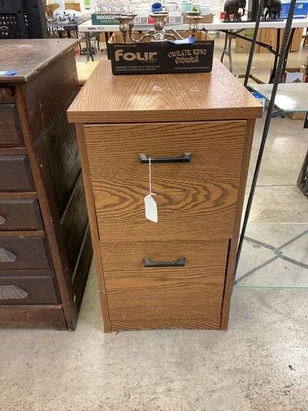 2-drawer oak finish filing cabinet - no contents - Hurley Real Estate ...