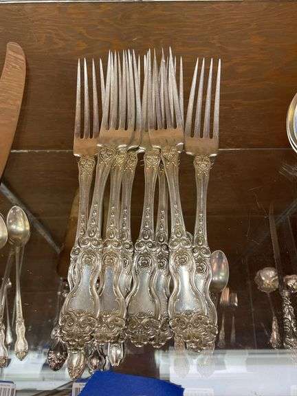 Eight Wallace Le Reine STERLING dinner forks - by the pc take eight ...