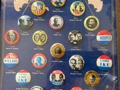 Reproduction Republican Presidential candidate pinback buttons, framed ...