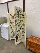 Decorative 4-panel floor screen w/ different floral pattern on each ...