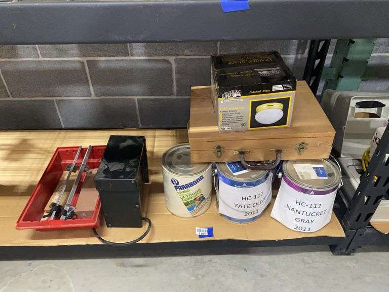 Landscape lighting transformer, ceiling light fixture, artist's paint ...