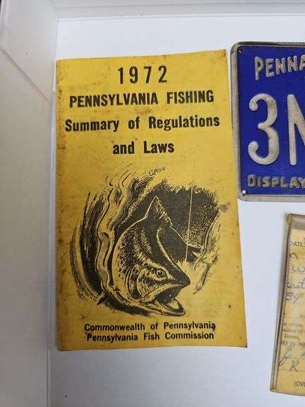 Pennsylvania 1940 Hunting License, 1972 Pennsylvania Fishing ...