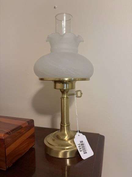 Dresser lamp w/ satin glass shade - Hurley Real Estate & Auctions