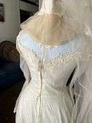 Wedding dress w/ hat/veil on dress form - Hurley Real Estate & Auctions