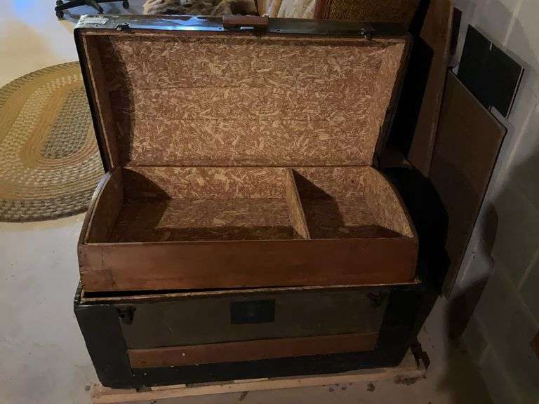 Camel back trunk w/ interior tray 31x19x17 - Hurley Real Estate & Auctions