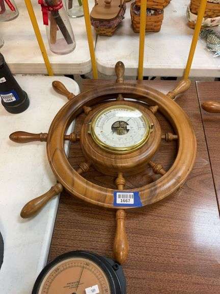 Schatz ship's wheel barometer - note missing handles 25x25 - Hurley ...