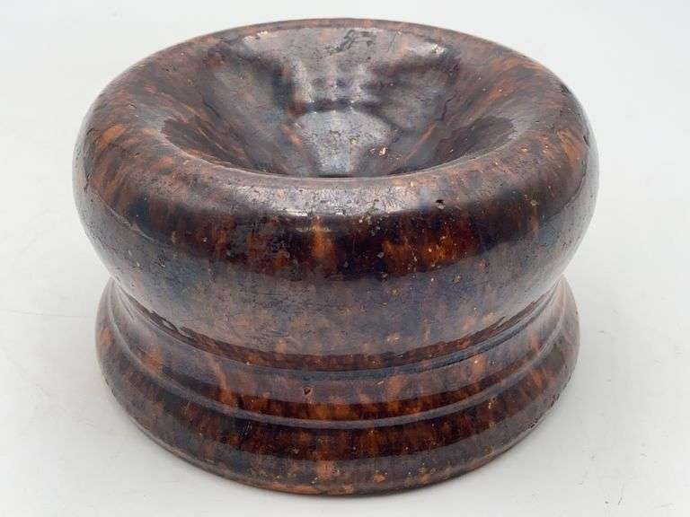 JOHN BELL/ WAYNESBORO redware spittoon w/ mottled glaze - Hurley Real ...