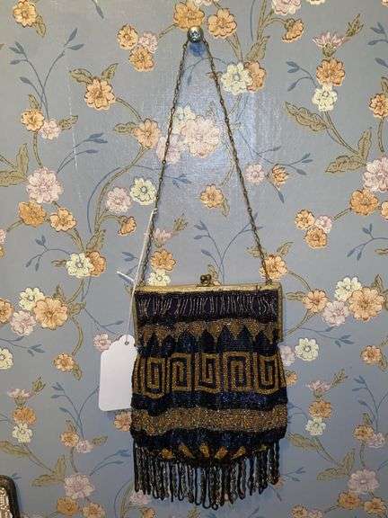Beaded purse w/ Greek Key motif - Hurley Real Estate & Auctions