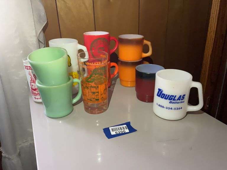 Vintage jadeite and various decorated glass mugs - Hurley Real Estate ...